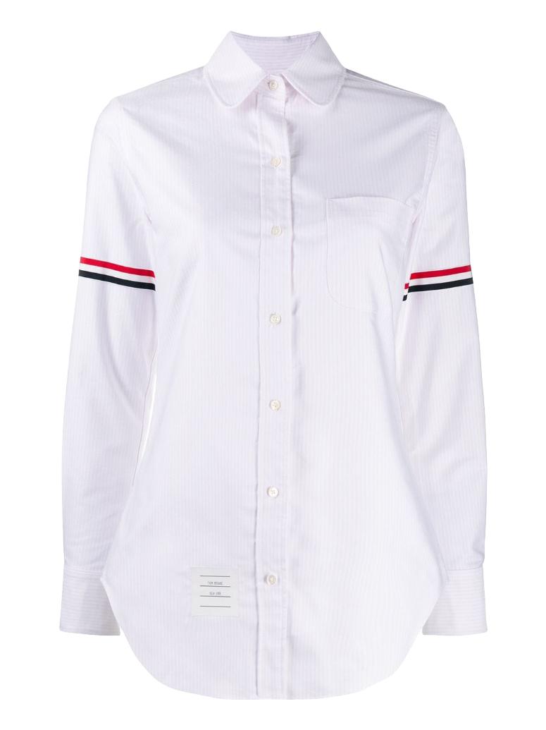 THOM BROWNE Thom Browne Long Sleeve Striped Shirt with Signature Armband Detail